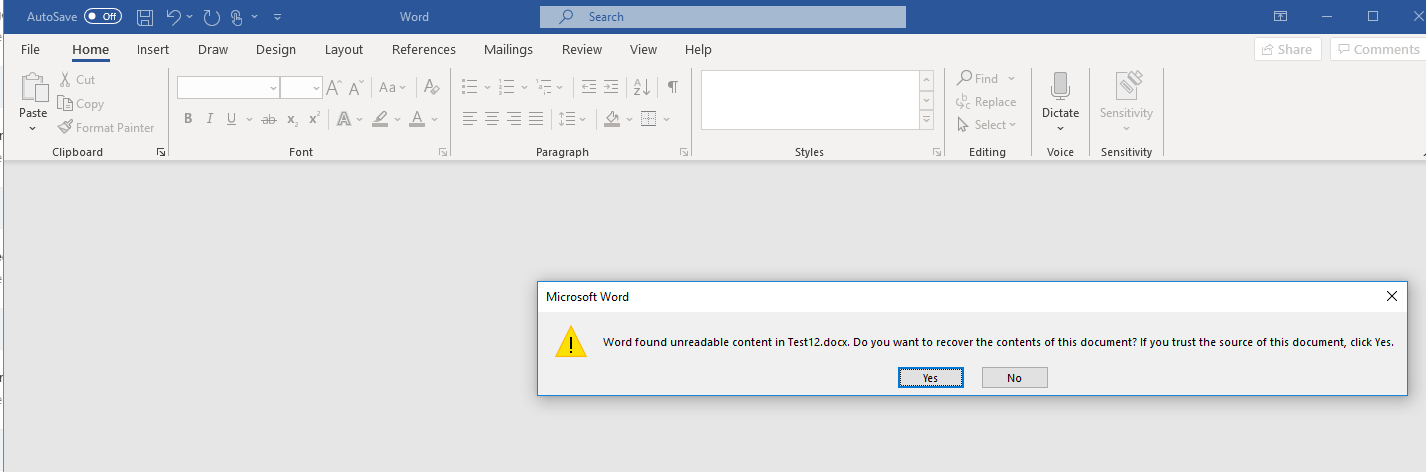 Alert while loading the Docx report if the page contains multiple ...