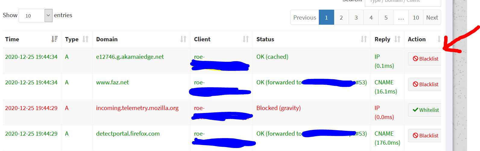 Automatic Adjustment Of The View In The Dashboard Query Log · Issue 1668 · Pi Holeweb · Github