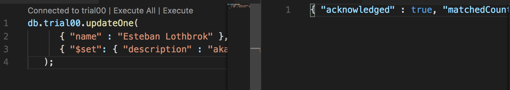 Error trying to updateOne in mongo - $set syntax · Issue #556 · microsoft/vscode-cosmosdb · GitHub