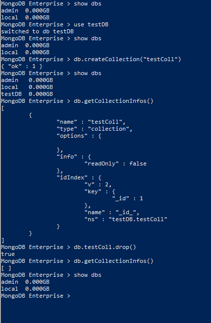 Creating Mongo database shouldn't require me to create Mongo collection · Issue #848 · microsoft ...