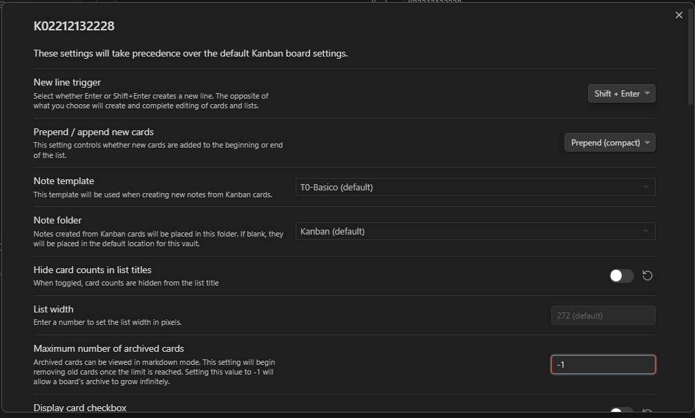 [Bug]: Local Setting maximum number of archived card doesn't work · Issue #695 · mgmeyers ...