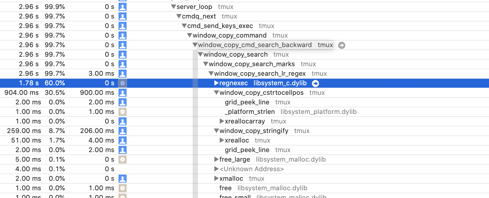 Regex feature in search is slowing down search · Issue #2143 · tmux/tmux · GitHub