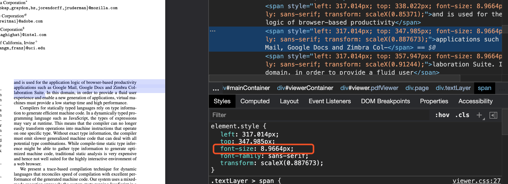 When the Google Chrome font is smaller than 12px, the cursor is ...