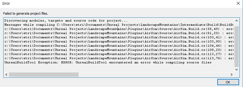 Unreal Engine Error · Issue #378 · microsoft/AirSim · GitHub