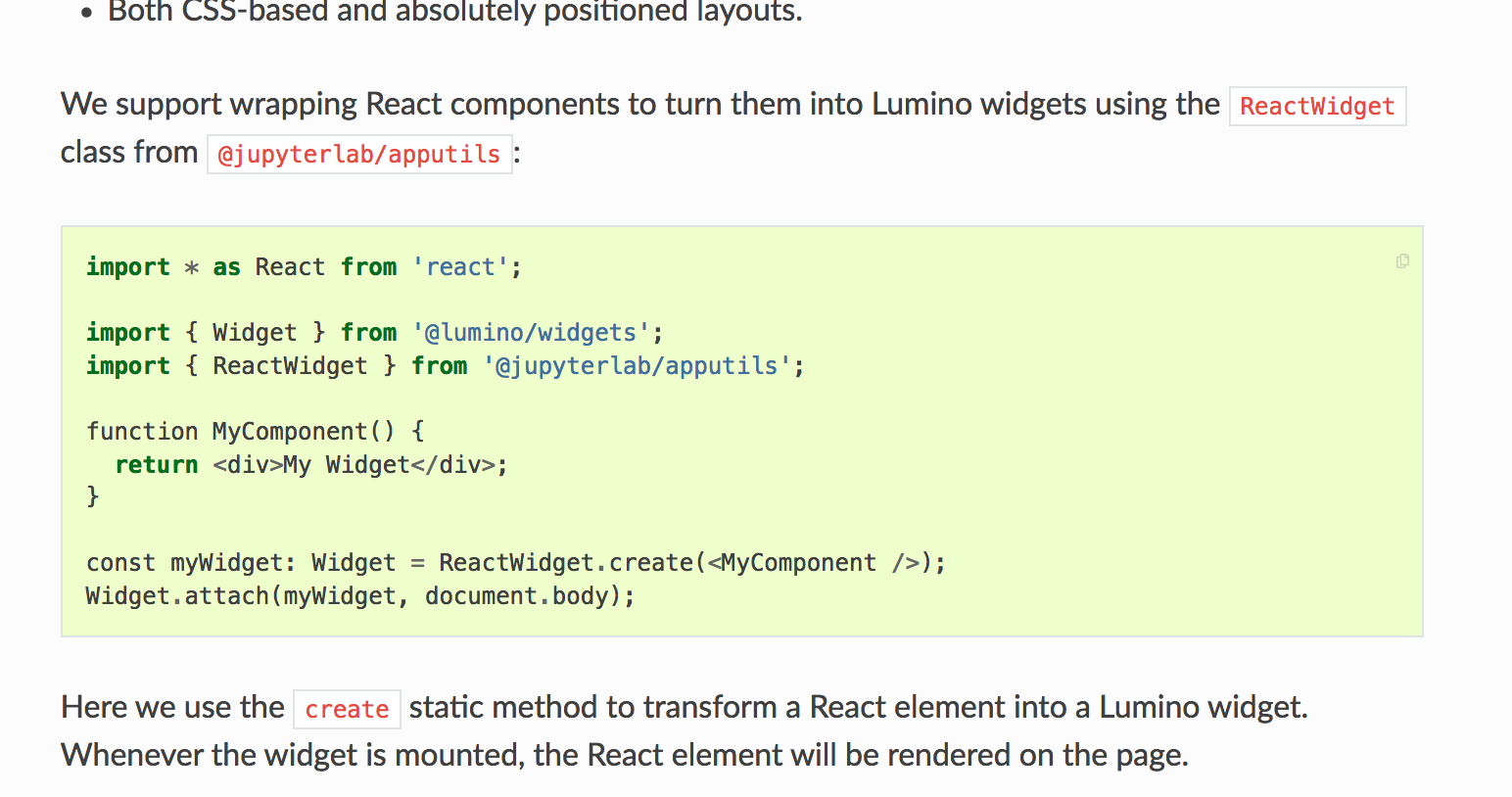 React Code Examples Not Showing Up In Rendered Documentation · Issue 8473 · Jupyterlab