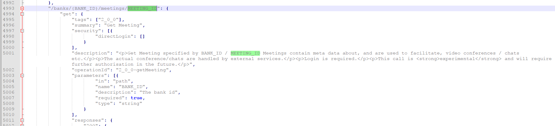 MEETING_ID is a parameter, but is not defined as a path parameter or in the parameters section ...