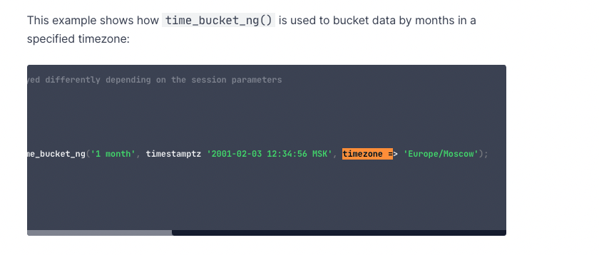 [Content Bug] Lack of clarity about supported parameters in time_bucket within caggs and other ...