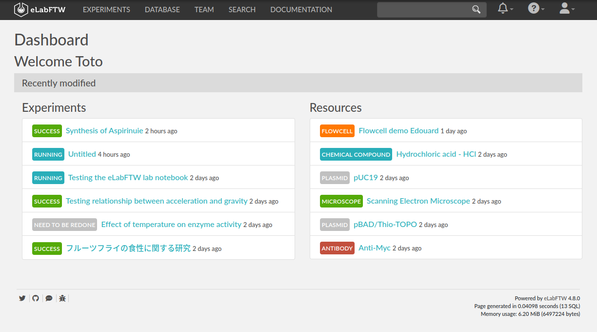 Dashboard · Elabftw Elabftw · Discussion 4406 · Github
