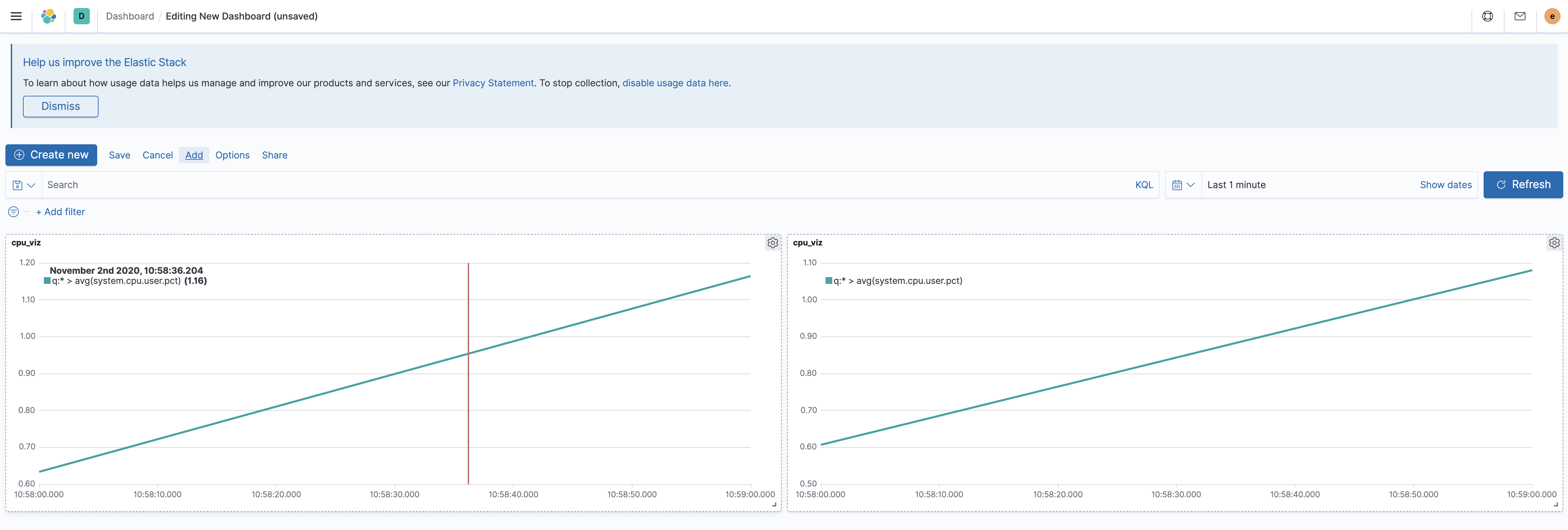 Vertical cursor is not displayed across Timelion visualizations of a dashboad · Issue #82250 ...