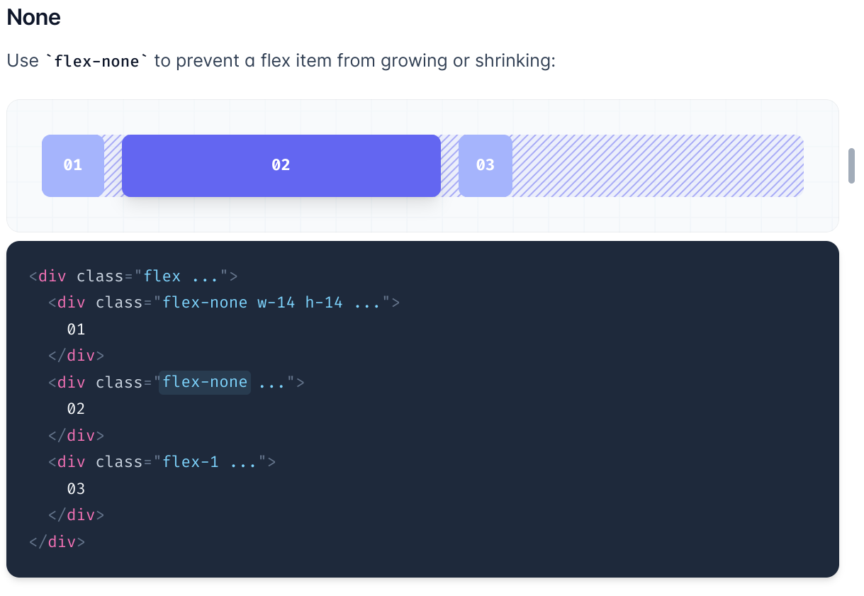 Flex example reports flex-1 but flex-none is also applied · Issue #1568 · tailwindlabs ...
