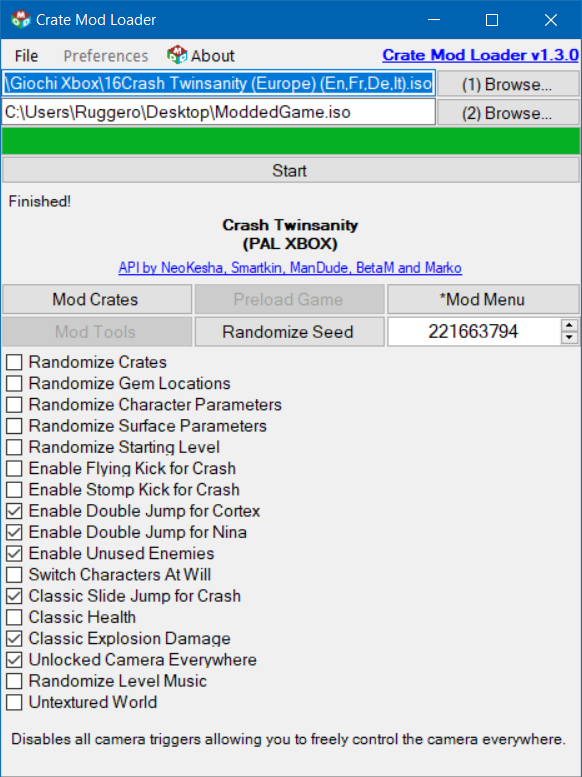 No ISO output while modding crash twinsanity · Issue #9 · TheBetaM/CrateModLoader · GitHub