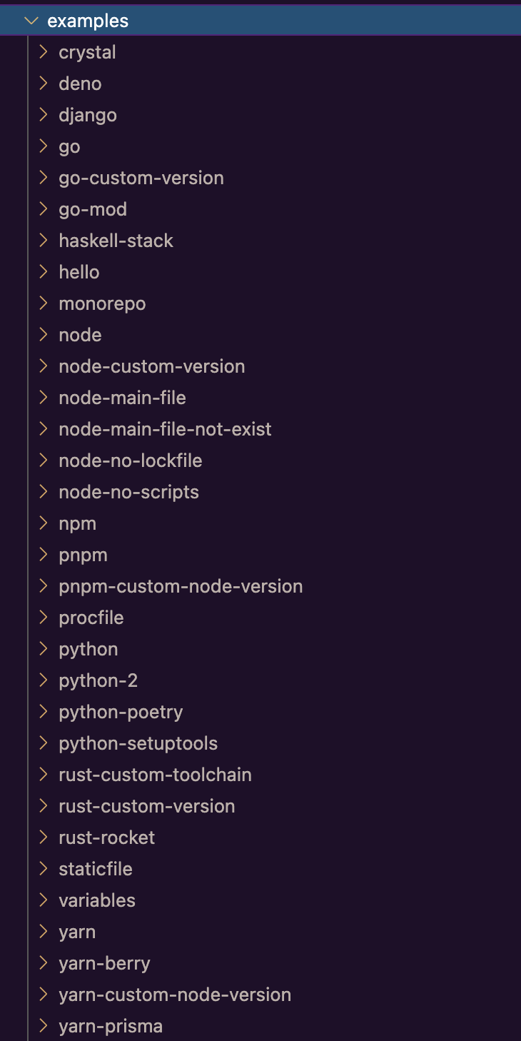 Organise examples directory · Issue #186 · railwayapp/nixpacks · GitHub