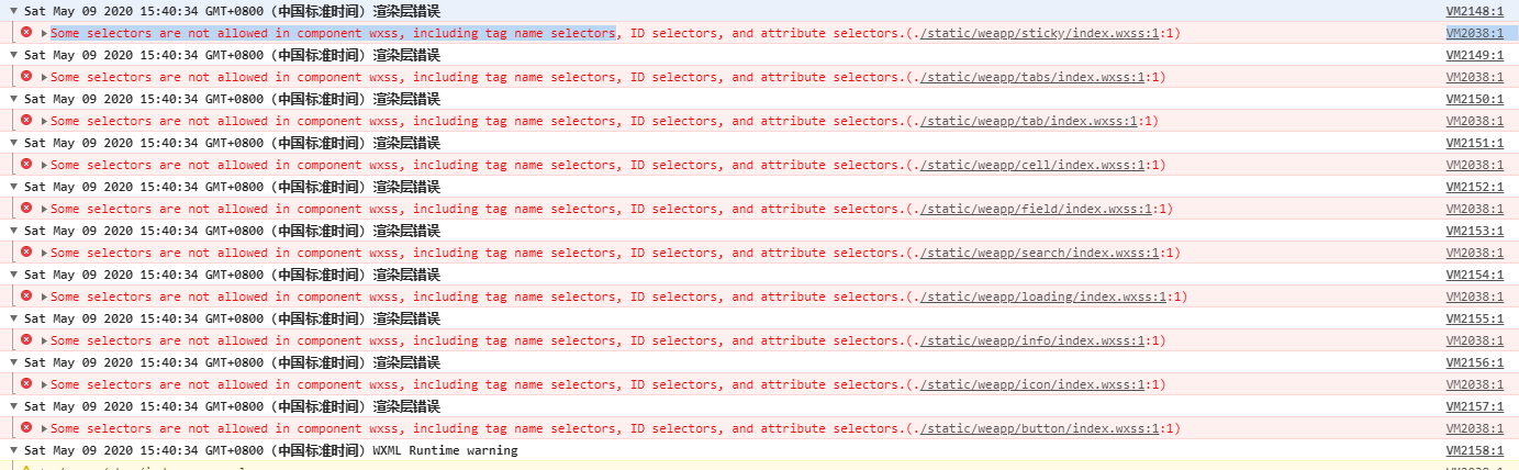 [Bug Report] WXSS编译警告: VM24862:1 Some selectors are not allowed in component wxss · Issue #3123 ...