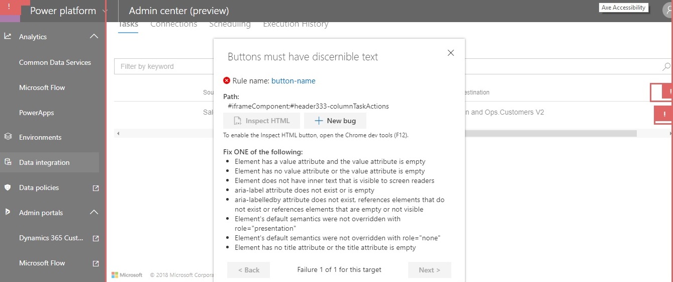 [Screen Reader-PowerApps Admin-Tasks ] Buttons must have discernible text for column header and ...