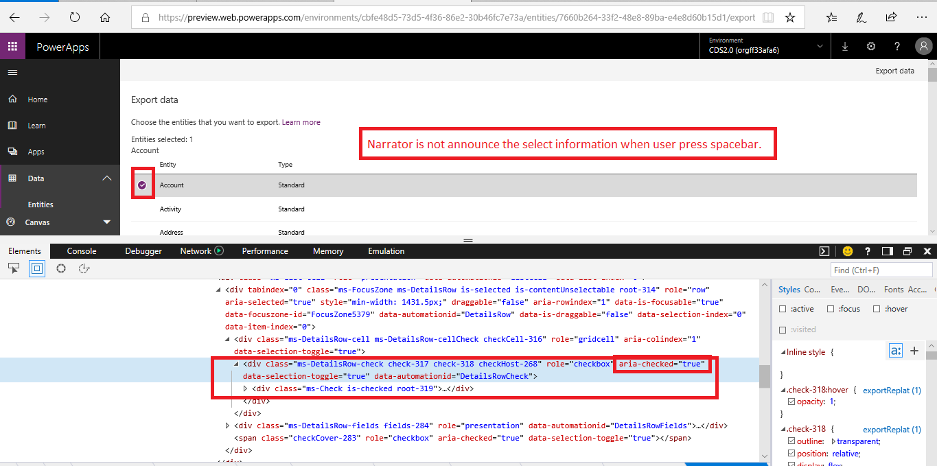 Screen Reader is not announcing selected/non-selected state in a ...