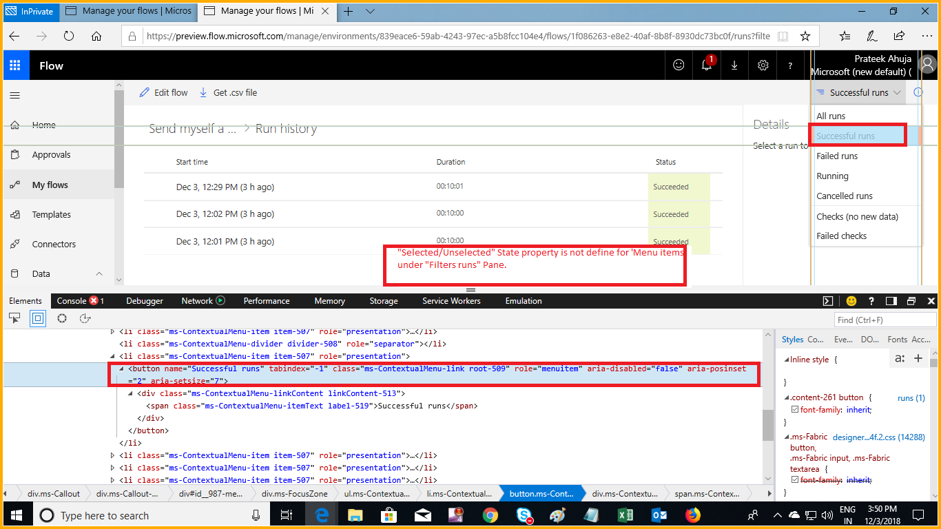 [Screen Reader - Filter Dropdown]: "Selected/Non-Selected" State property is not defined for ...