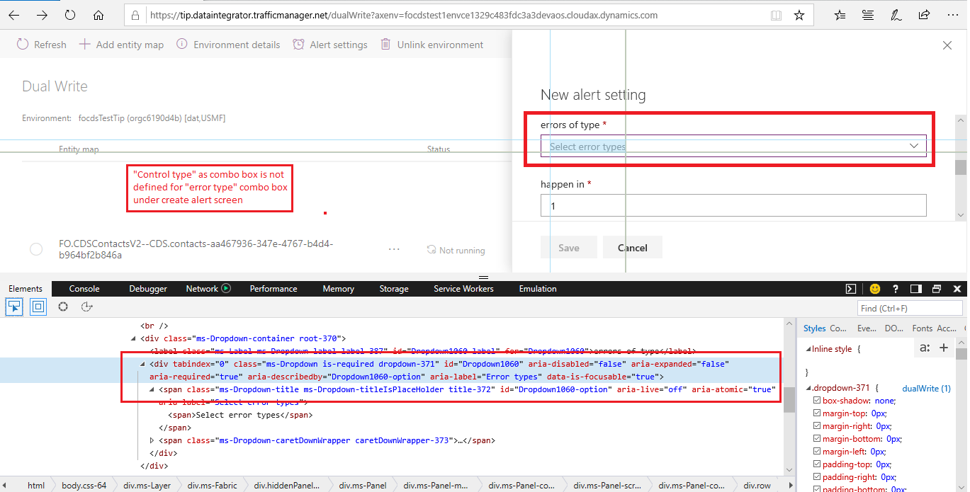[Programatic Access- Dual Write- Alert Settings]"Control type" as combo ...