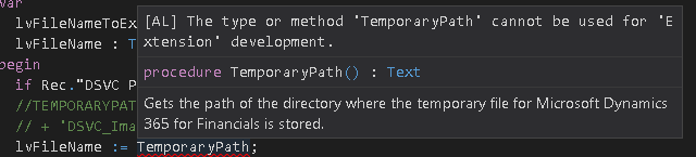 TEMPORARYPATH is not supported in Extension · Issue #479 · microsoft/AL · GitHub