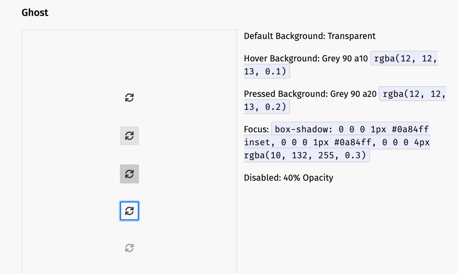 Embrace the color / focus / hover / disabled guidelines from Photon or ...