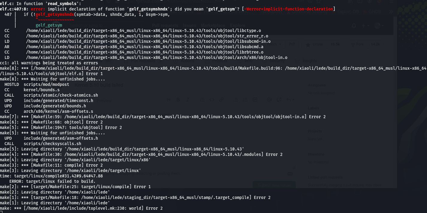 Kernel 5.10 build failed · Issue #6976 · coolsnowwolf/lede · GitHub
