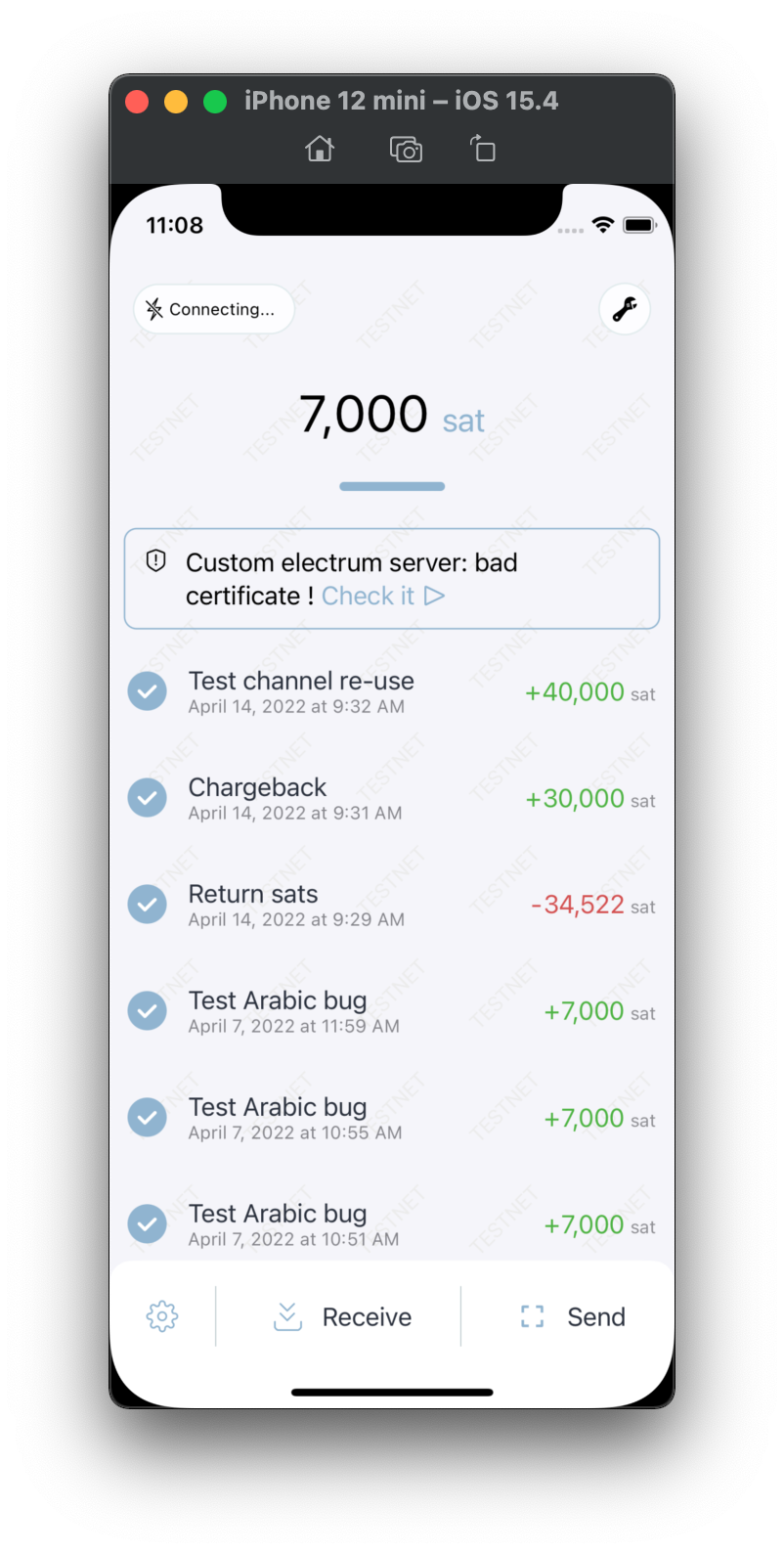 Can't connect to electrum server with self signed certificate (TCP connect: TLS: bad certificate ...