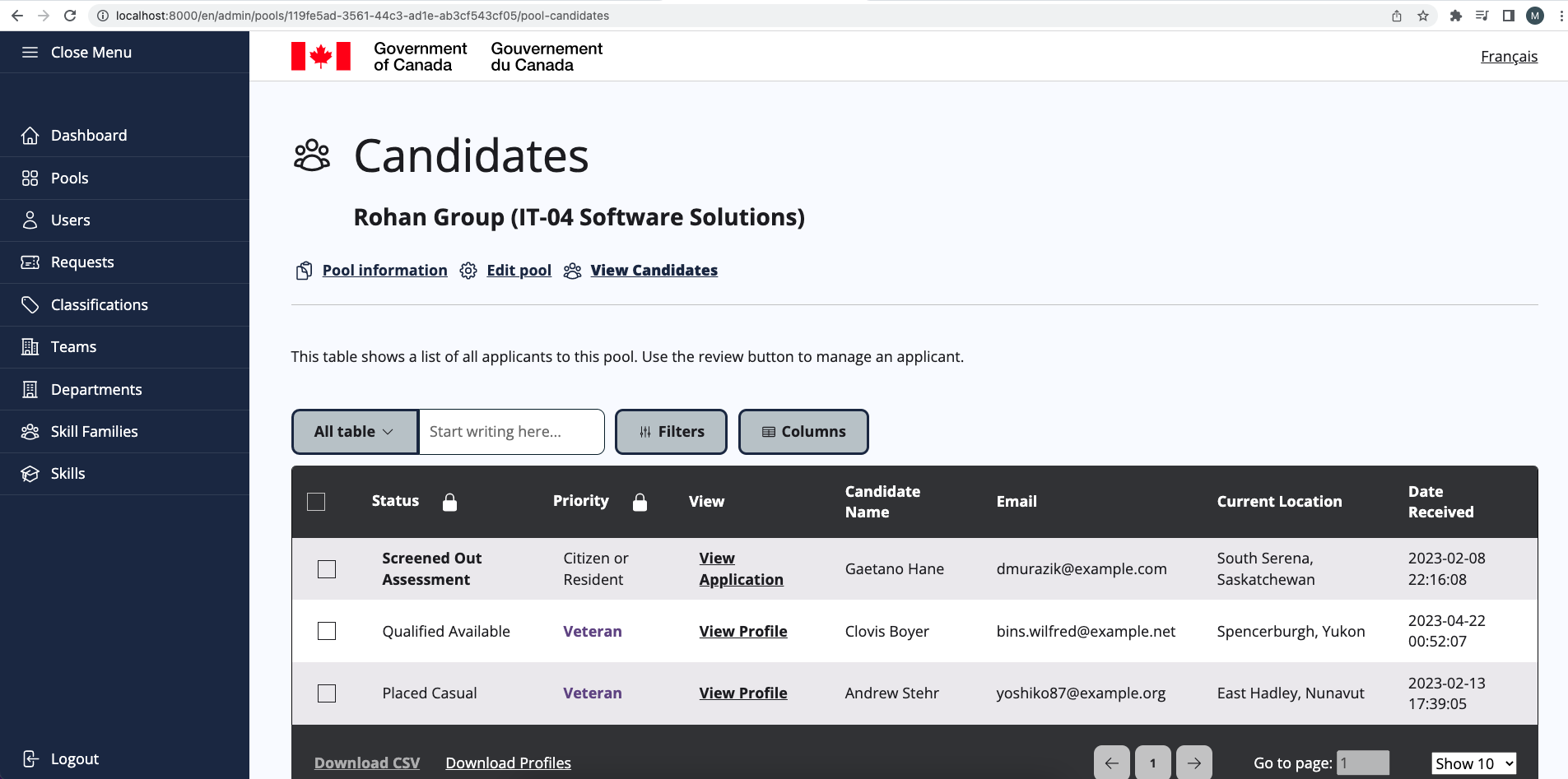 Change default column and move column · Issue #6315 · GCTC-NTGC/gc-digital-talent · GitHub