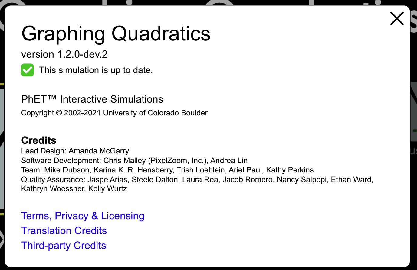 Update credits for 1.2 release · Issue #155 · phetsims/graphing-quadratics · GitHub