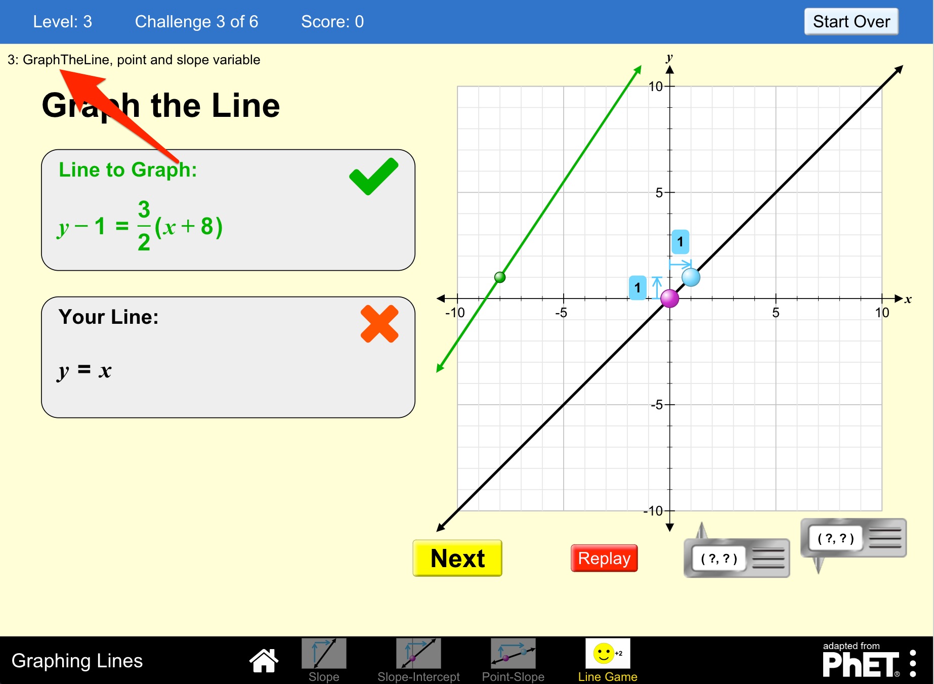 Impossible challenge · Issue #127 · phetsims/graphing-lines · GitHub