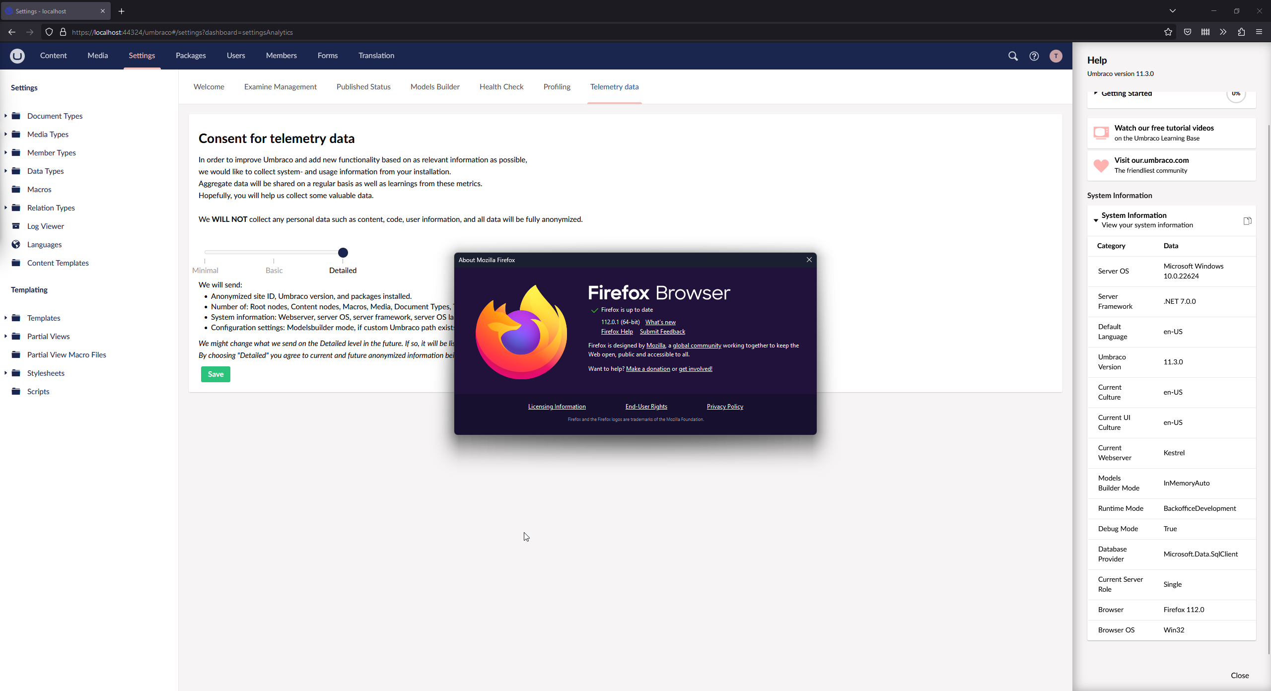 "Telemetry Data" tab doesn't work in Mozilla Firefox · Issue #14128 · umbraco/Umbraco-CMS · GitHub