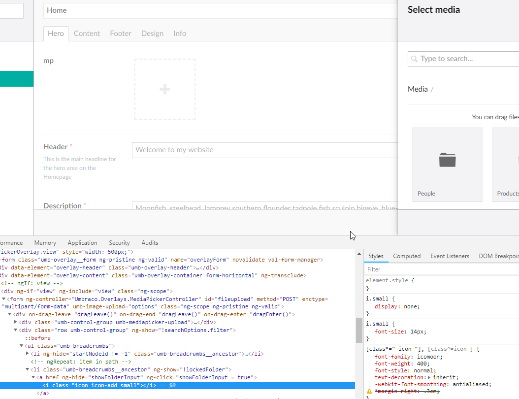 Plus icon for creating new media folder in media picker is missing in 7.12.x · Issue #2896 ...
