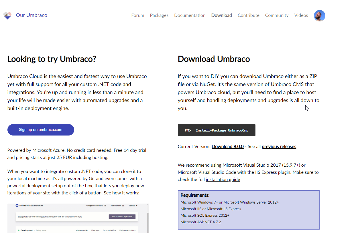 Highlight Requirements On Download Page · Issue 405 · Umbraco Ourumbraco · Github