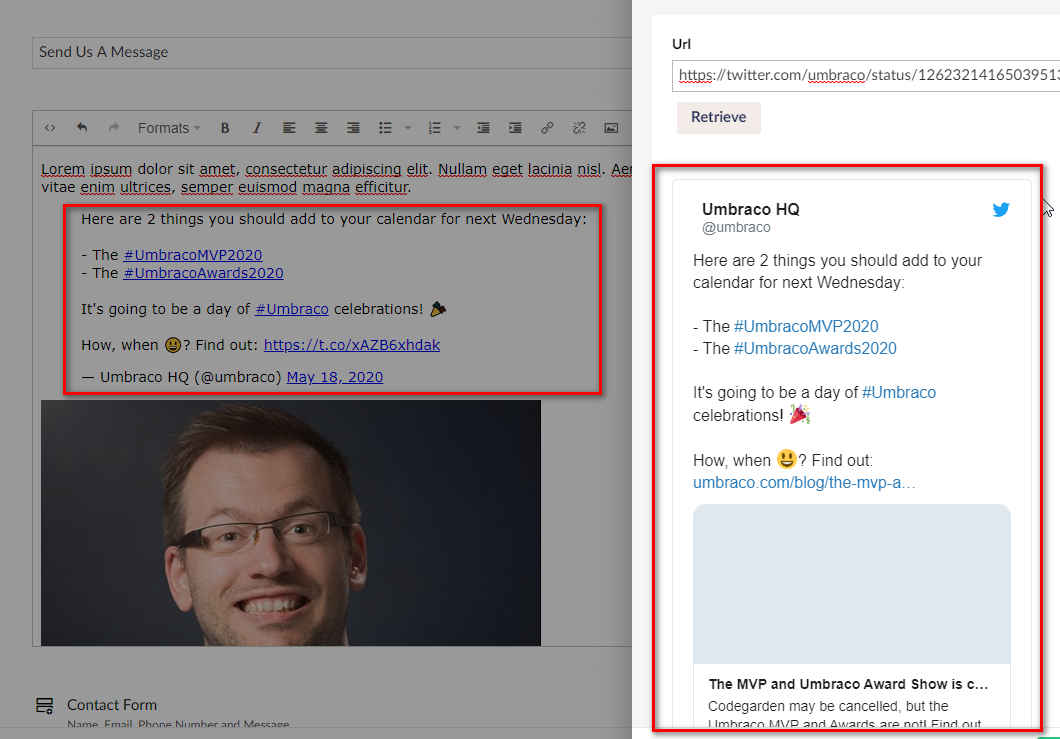 Broken Twitter embed in RTE · Issue #8126 · umbraco/Umbraco-CMS · GitHub