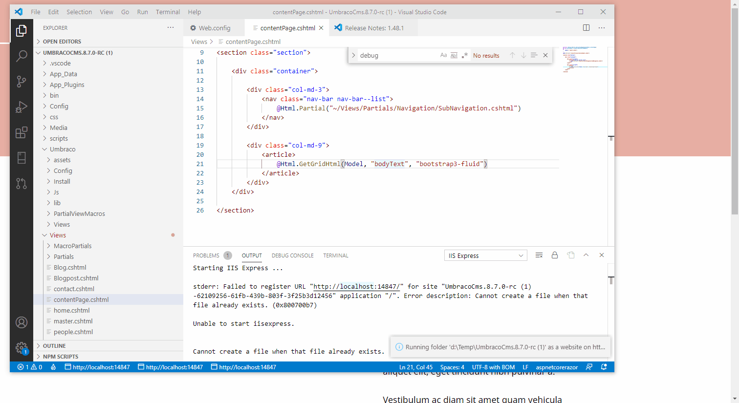 V8.7RC - Grid layout leaves visible div tags · Issue #8721 · umbraco/Umbraco-CMS · GitHub
