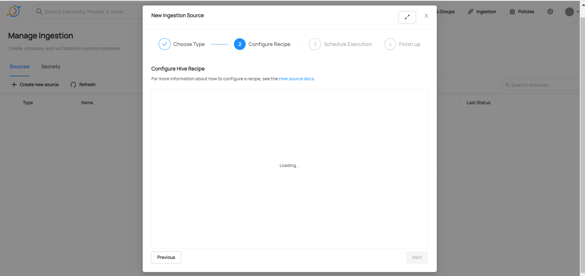 Configure Hivemysql Recipe Unable To Load · Issue 4955 · Datahub Projectdatahub · Github 4842