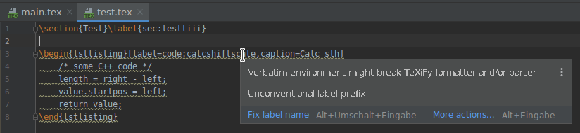 Strange mark of unconvenional label prefix inspection in lstlisting ...
