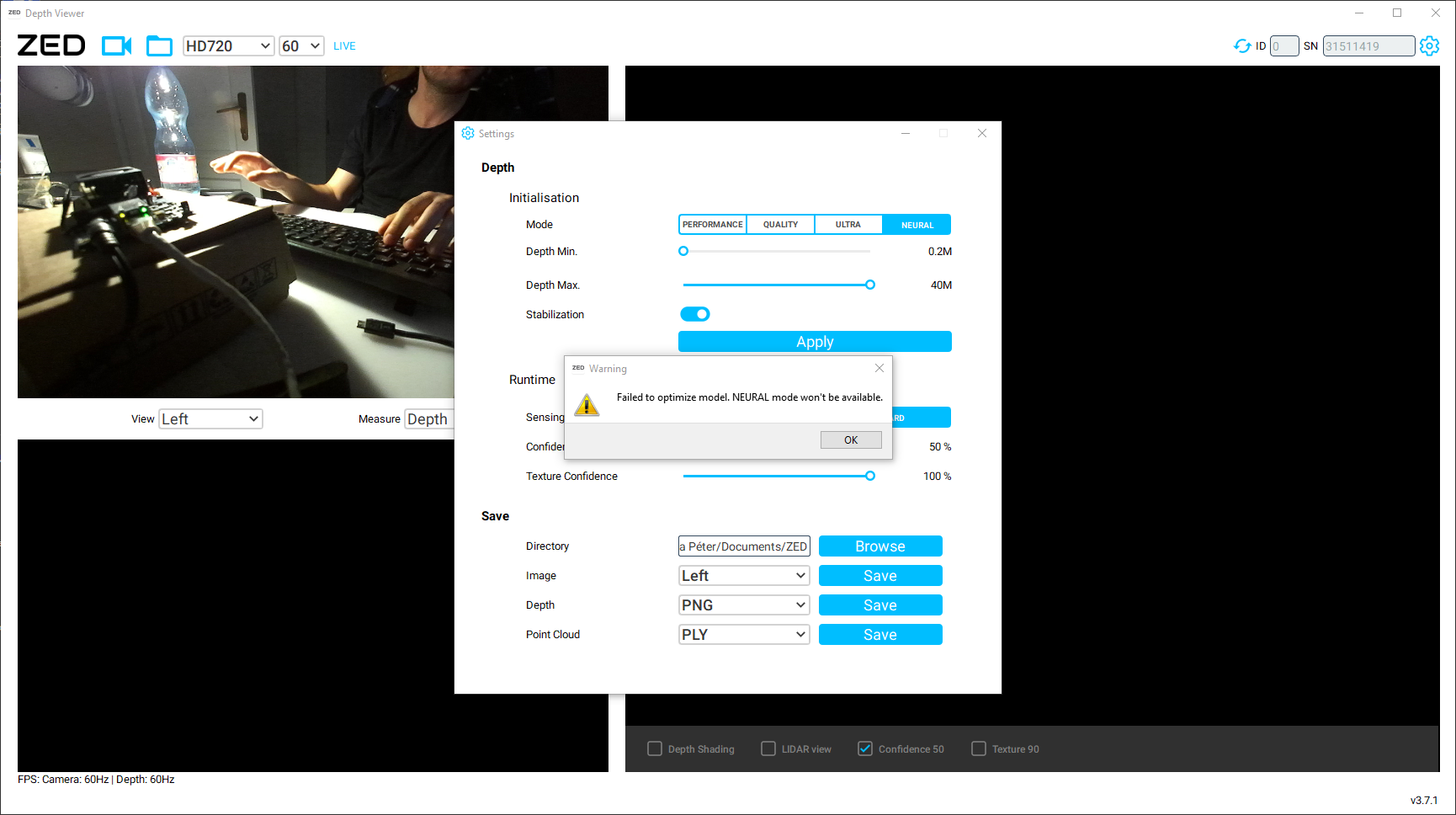 NEURAL depth mode not working · Issue #469 · stereolabs/zed-sdk · GitHub