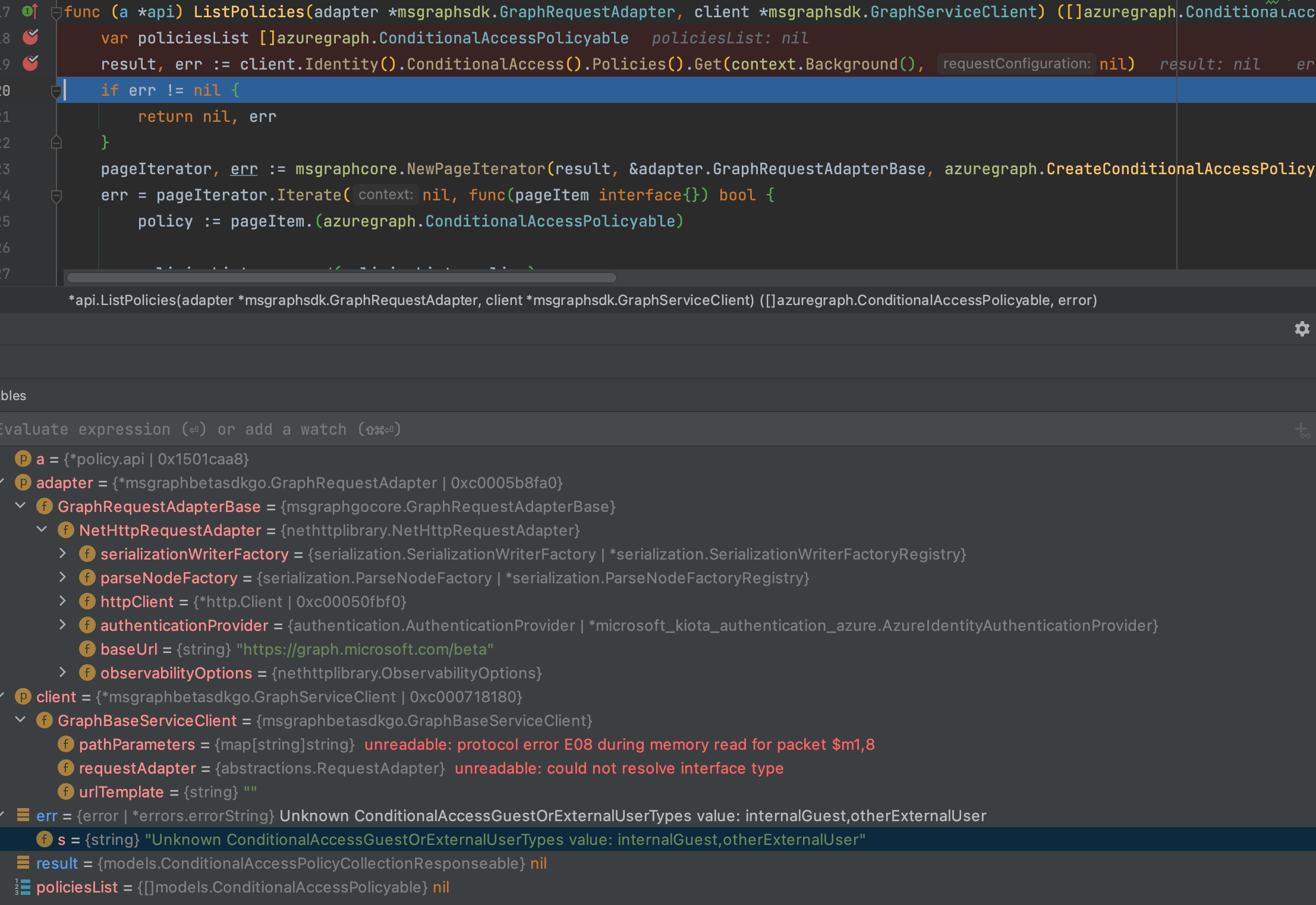 Get Conditionalaccess Policies Returns Error Unknown Conditionalaccessguestorexternalusertypes