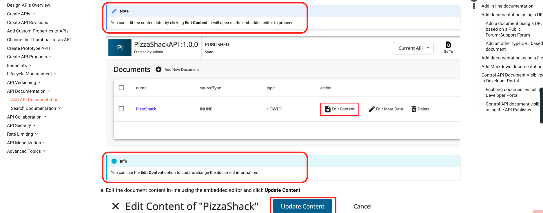 Repetitive content with regards to how a user can edit an API document ...