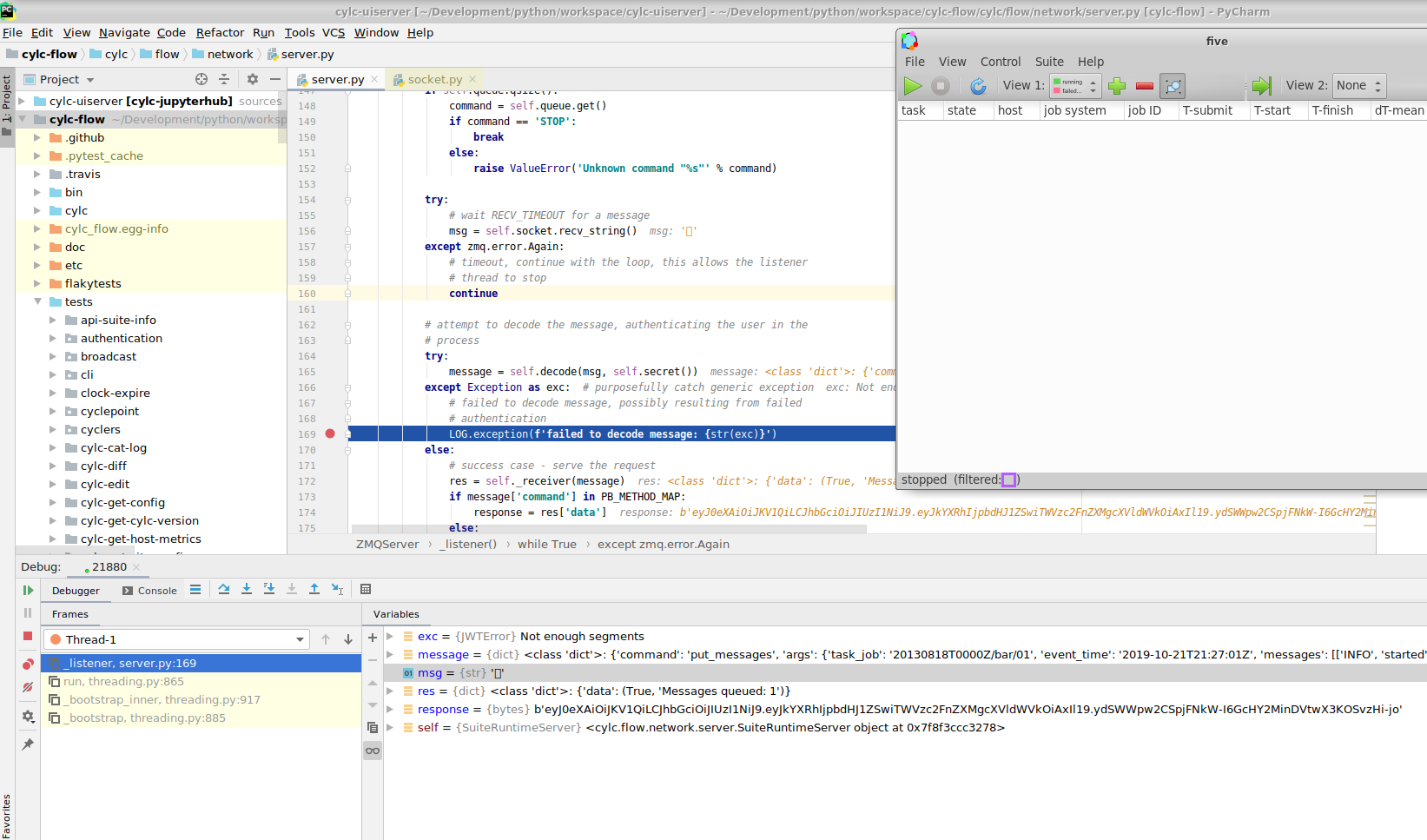 ZMQServer "Operation cannot be accomplished in current state" exception causes loop to get ...