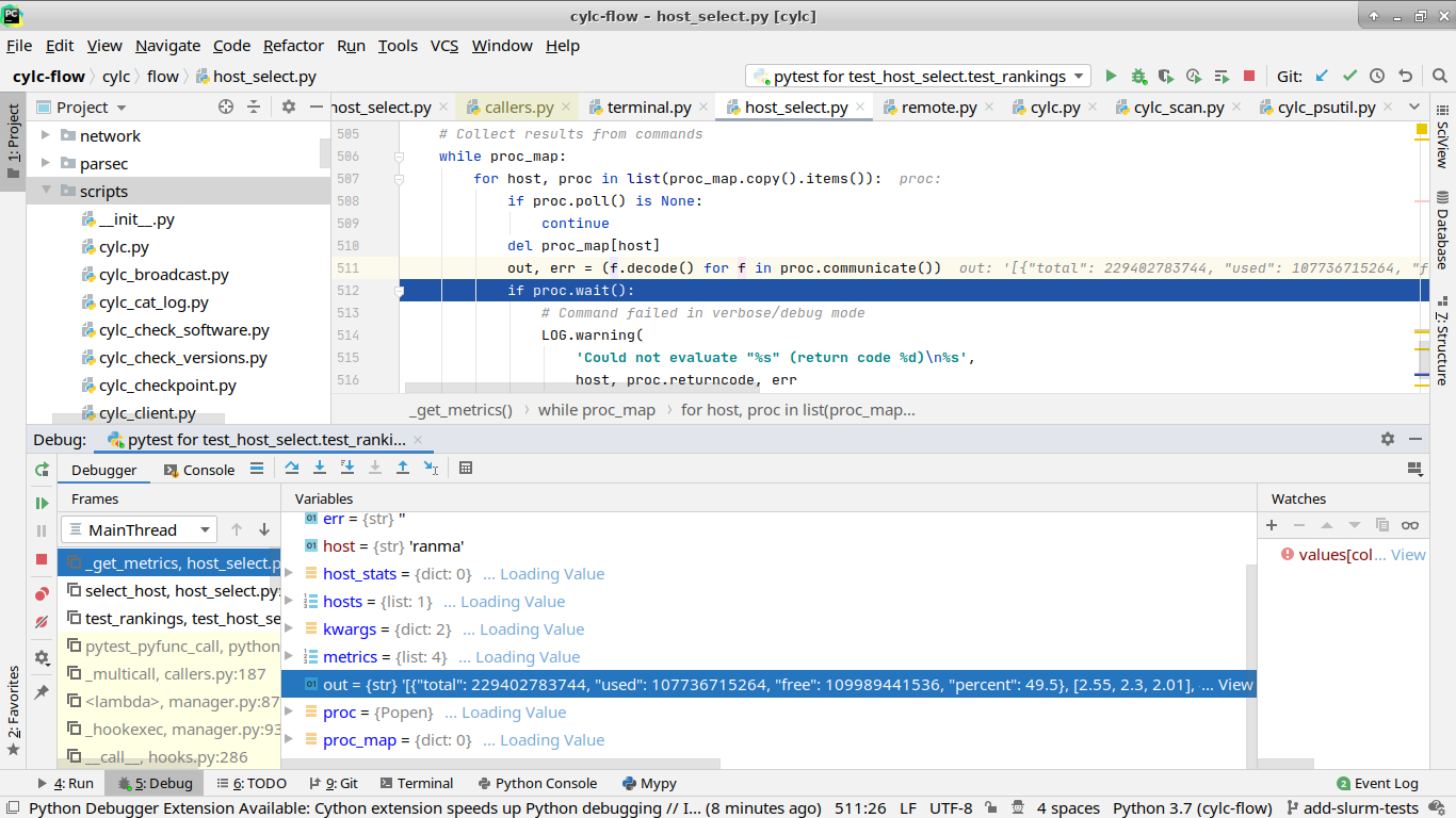 test_host_select unit tests fail locally when run within the IDE ...