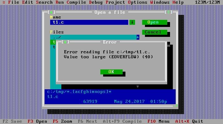 Unable to open file in RHIDE (EOVERFLOW error) · Issue #933 · dosemu2 ...