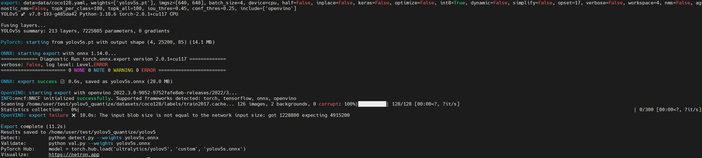 [yolov5s][INT8] Quantizing yolov5s model with batch-size > 1 to OpenVINO format · Issue #11884 ...