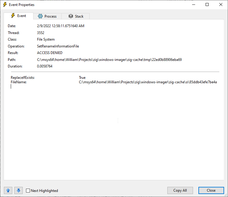 Windows Access Denied While Building Project Initialised With Build