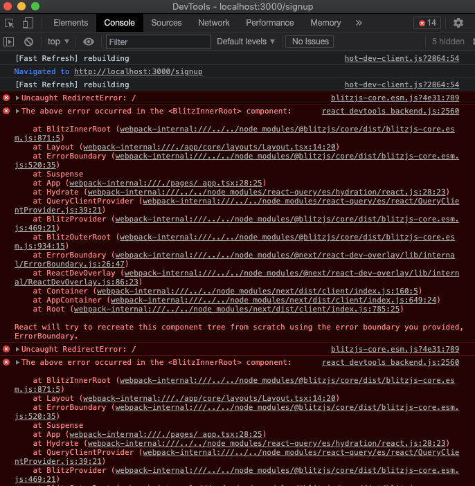 RedirectError should be caught by default · Issue #80 · blitz-js/legacy-framework · GitHub