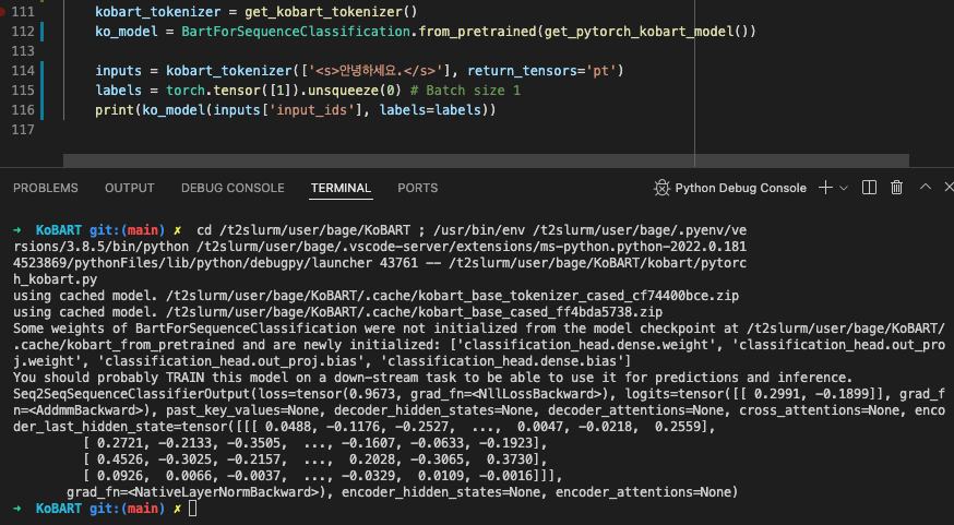BartForSequenceClassification이 올바르게 동작하지 않습니다. · Issue #21 · SKT-AI/KoBART · GitHub