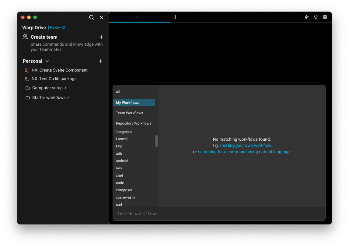 Warp Drive workflow does not show up in workflow search · Issue #3238 · warpdotdev/Warp · GitHub