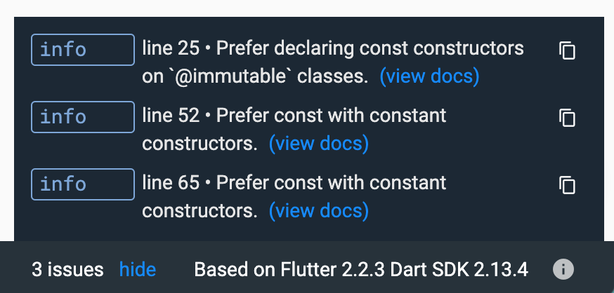New Pad > Flutter and Samples > Counter et al have lint warnings. · Issue #1985 · dart-lang/dart ...