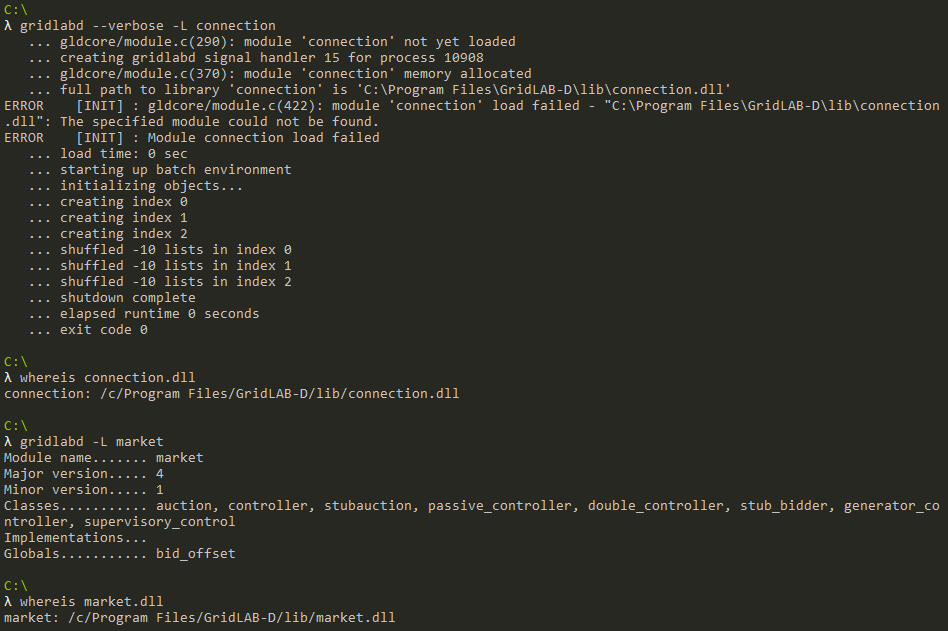 Module 'connection' load failed, even if the dll exists · Issue #1227 · gridlab-d/gridlab-d · GitHub