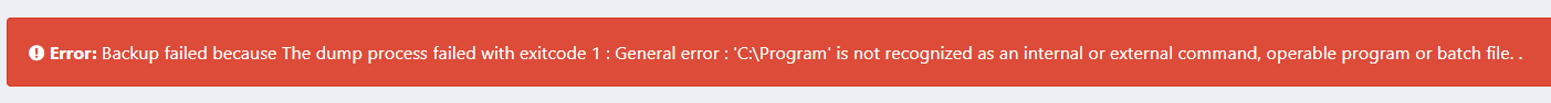 While trying to generate Backup Error message- Error: Backup failed because The dump process ...