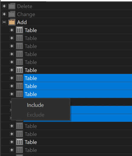 Schema Compare - include/exclude multiple objects/rows · Issue #19241 ...